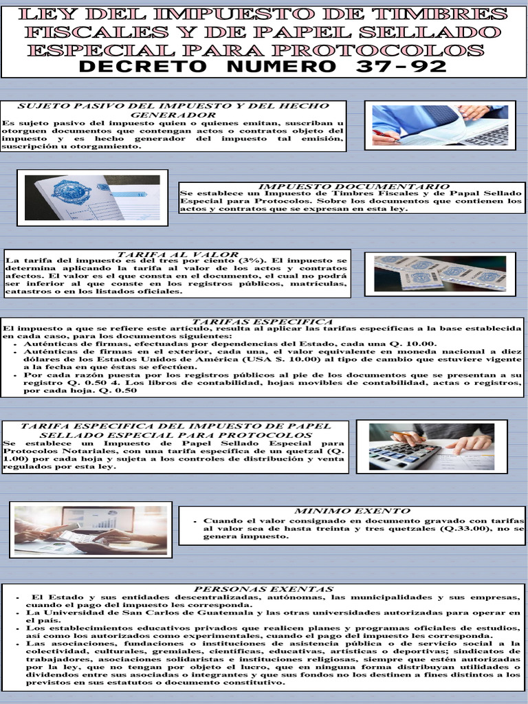 Ley Del Impuesto de Timbres Fiscales y de Papel Sellado Especial Para Protocolos. | PDF ...