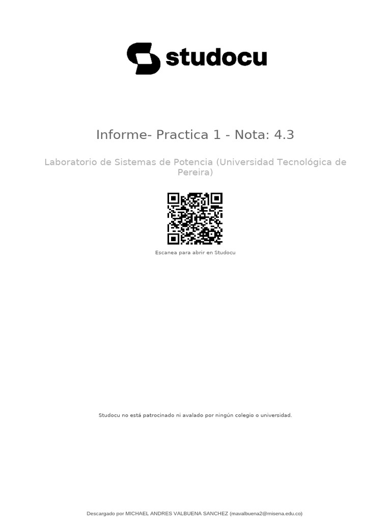 Informe Practica 1 Nota 43 | PDF | Energia electrica | Ingenieria Eléctrica