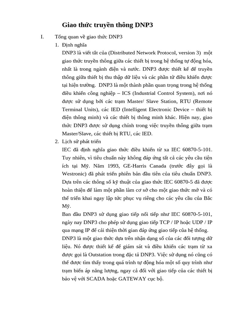 Giao thức truyền thông DNP3 | PDF
