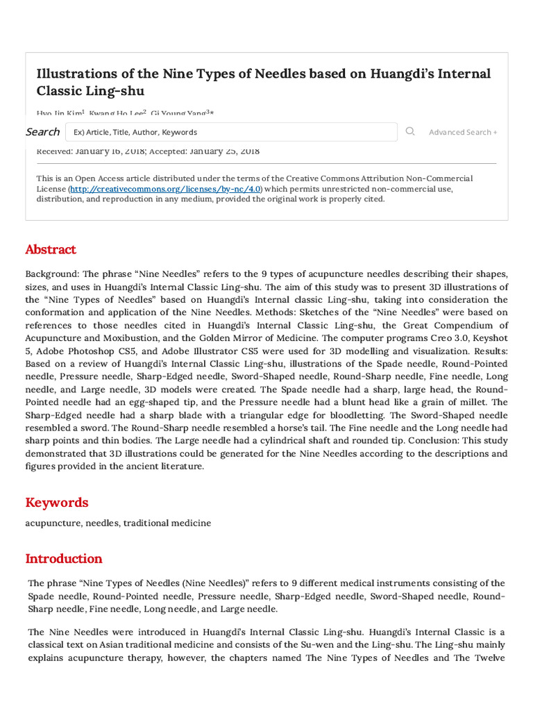 Illustrations of the Nine Types of Needles based on Huangdi’s Internal ...