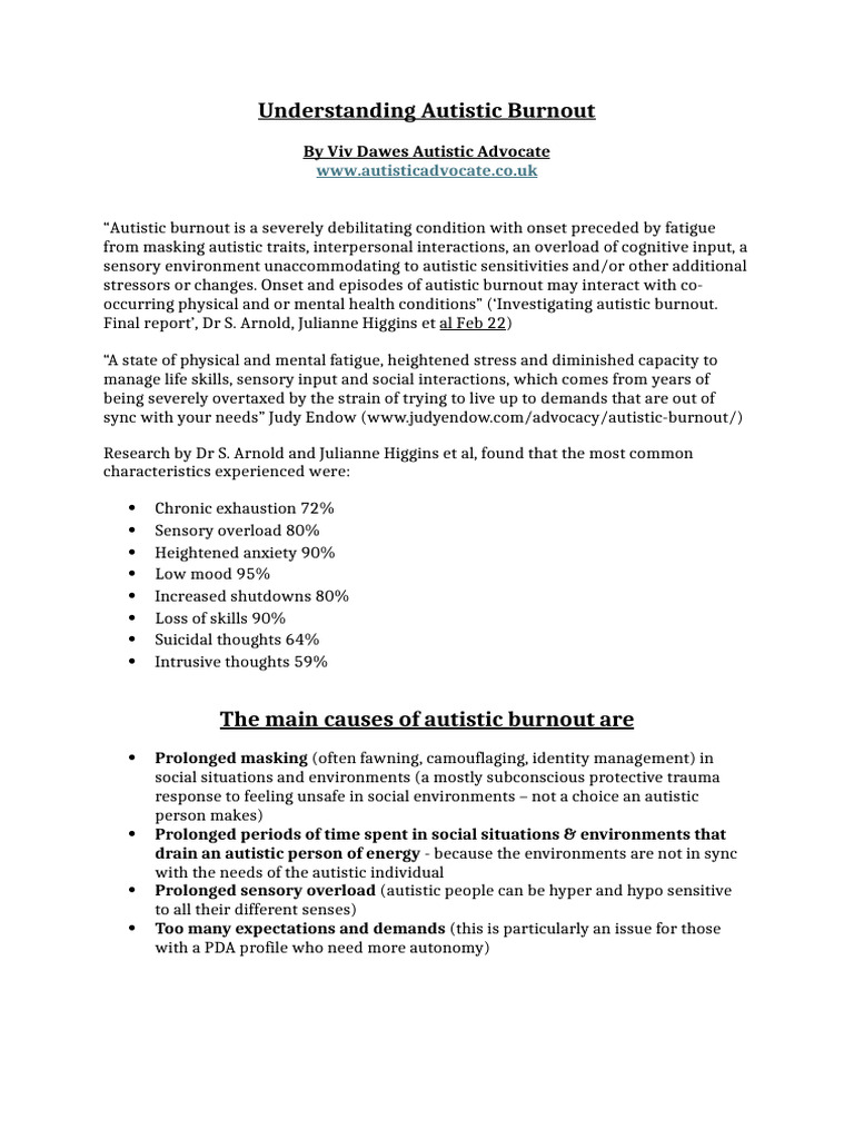 Autistic Burnout For Professionals | PDF | Occupational Burnout | Autism