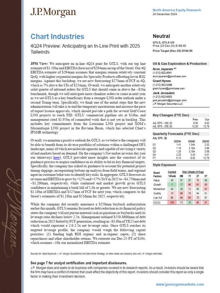 2024-12-24-GTLS.N-JPMorgan-Chart Industries 4Q24 Preview Anticipating ...