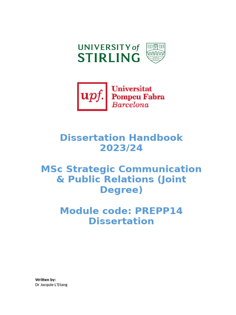 MSc SCPR Dissertation Handbook PREPP14 2023-24-1 | PDF | Methodology ...