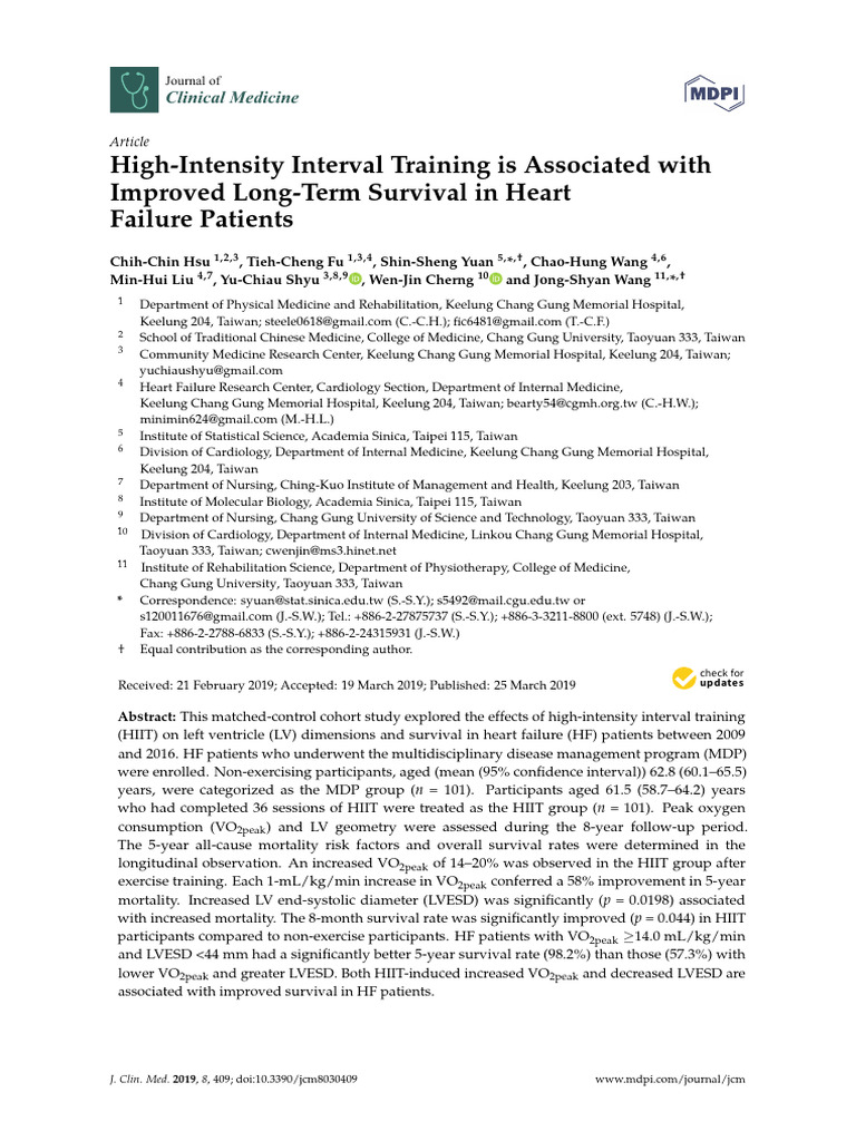 High-Intensity Interval Training Is Associated With Improved Long-Term Survival in Heart Failure ...
