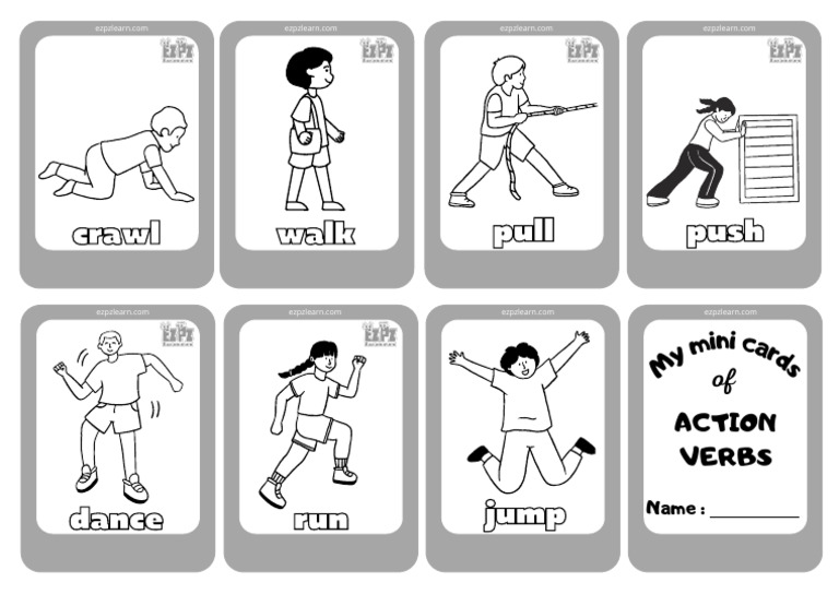 Action Verbs Mini Cards Guide | PDF