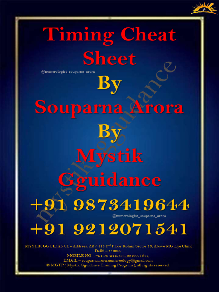 Timing Cheat Sheet by Souparna Arora | PDF | Card Games | Ephemera