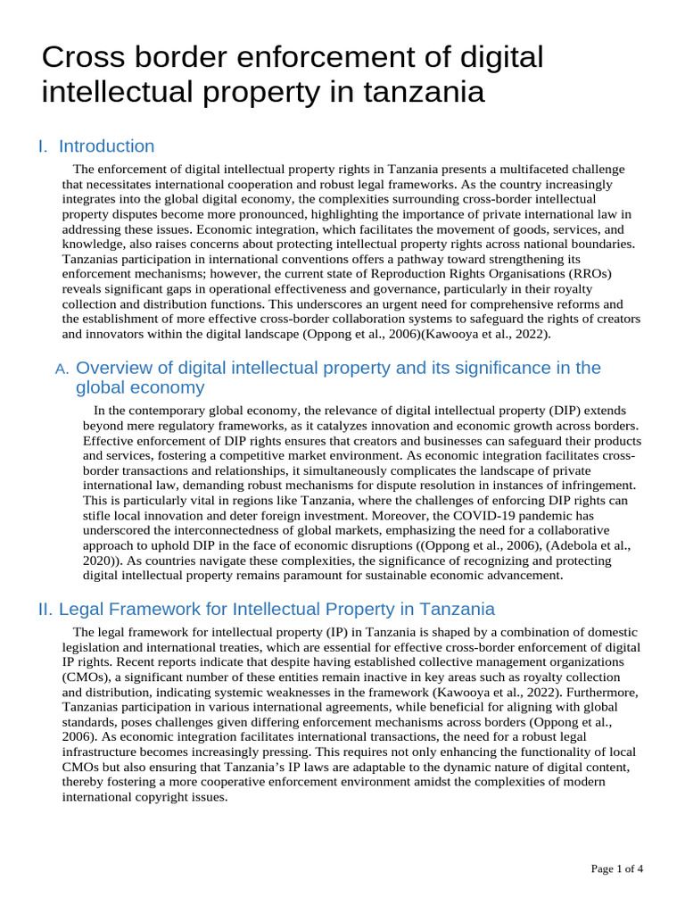 Cross-Border Digital IP Enforcement in Tanzania | PDF | Intellectual ...