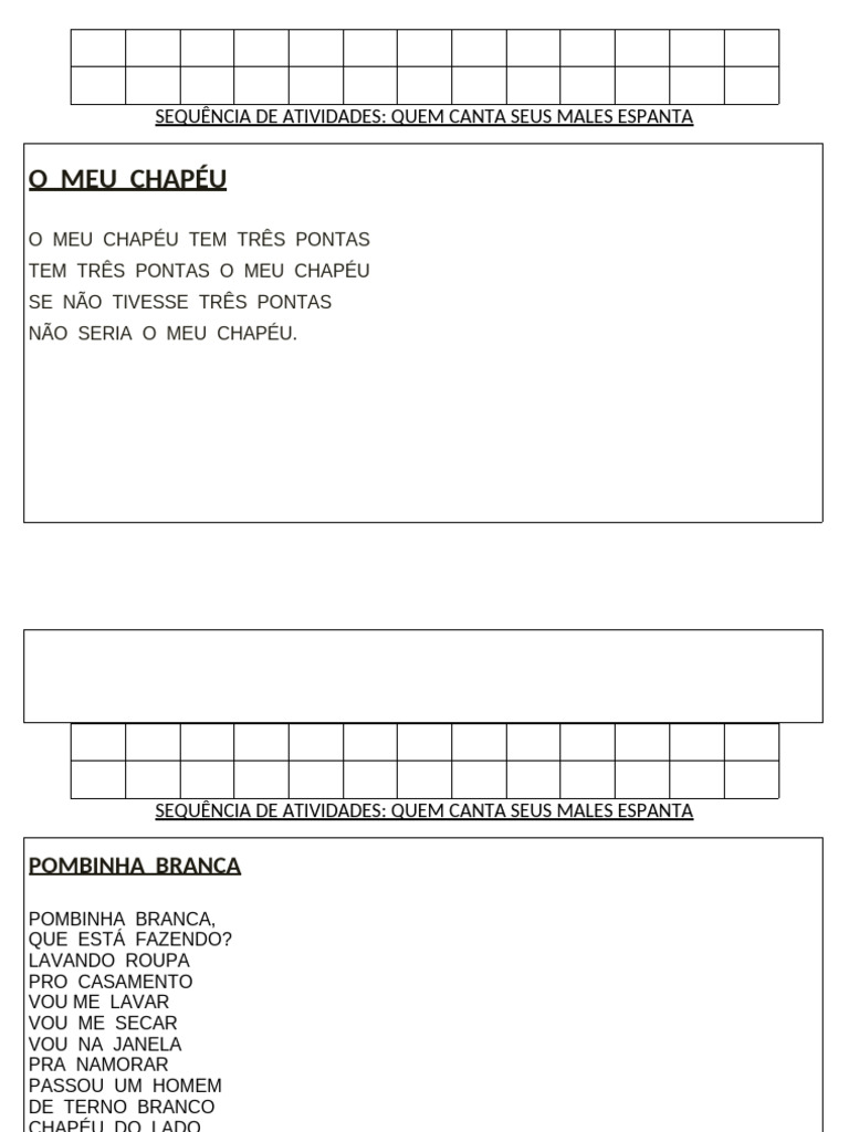 Atividades de "Quem Canta Seus Males Espanta" | PDF