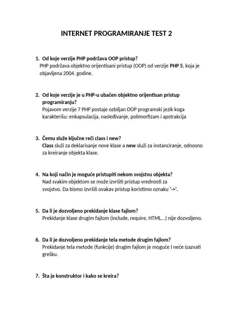 Internet Programiranje Test 2 | PDF