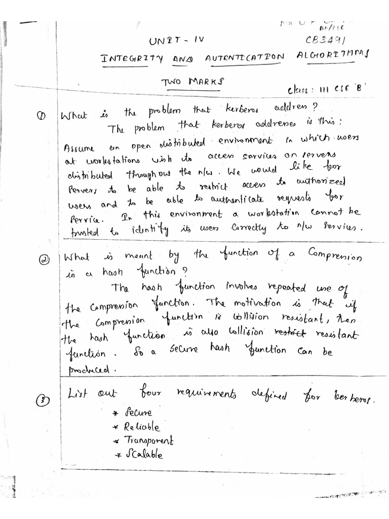 CS Unit 4 Two Marks | PDF