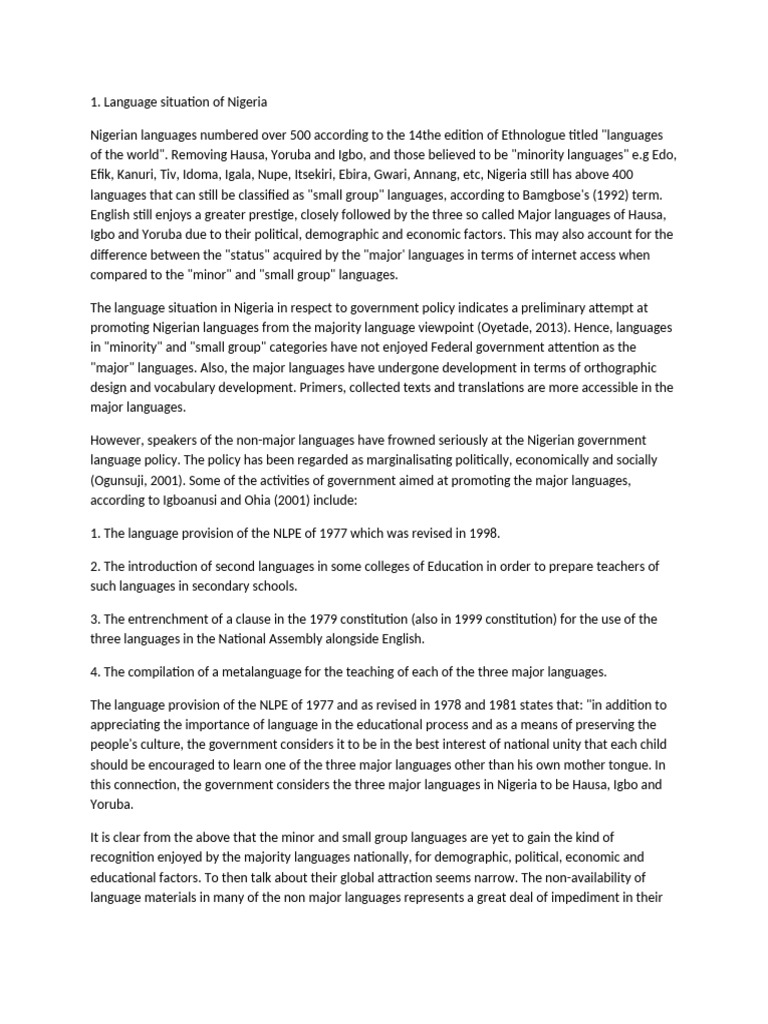 Language Marginalization in Nigeria | PDF | Human Communication