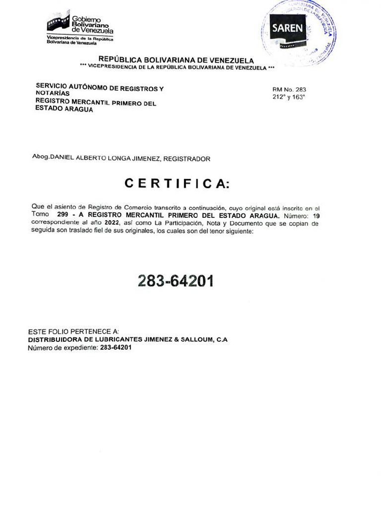 Distribuidora J&S. Acta Constitutiva.-Comprimido | PDF