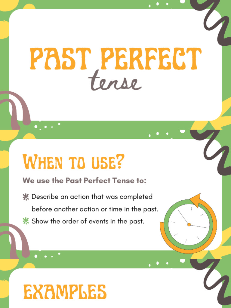 Past Perfect Tense Presentation in Green Orange Cute Style | PDF ...