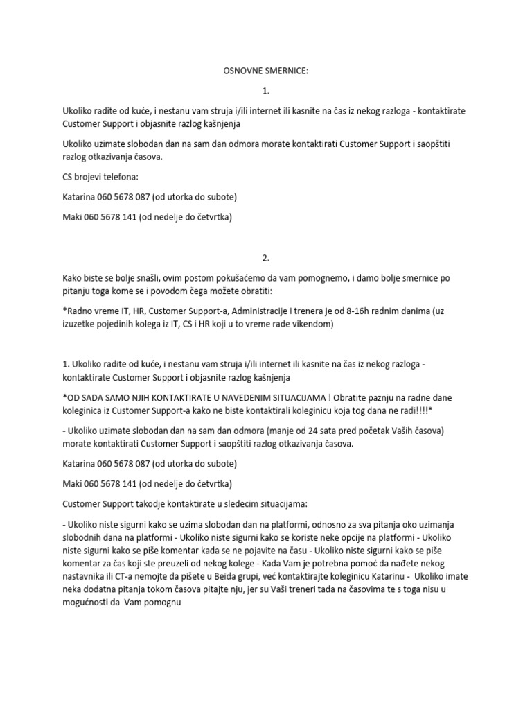 OSNOVNE SMERNICE | PDF