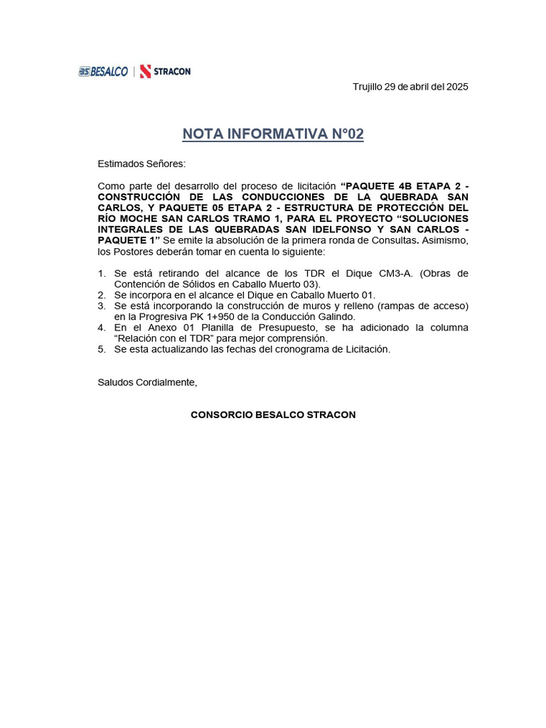 Nota Informativa N°02 | PDF