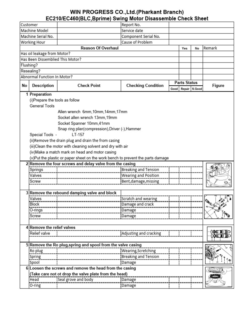 210,460BLC,BP' swing motor Diss; | PDF | Piston | Brake