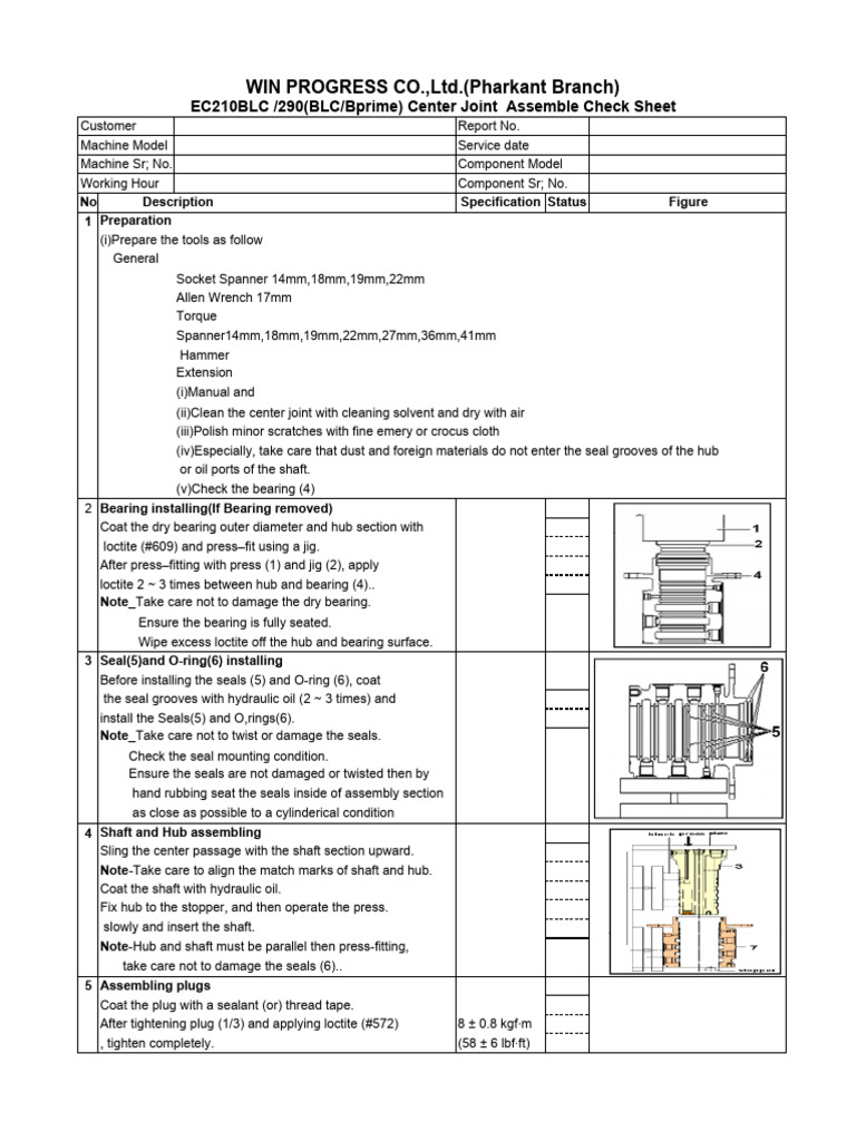 210 290 (B, BPrime) Center Joint Assembling | PDF | Bearing (Mechanical) | Screw