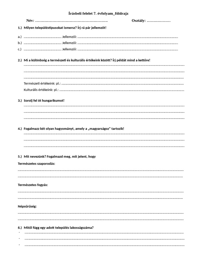 7.b földrajz dolgozat | PDF