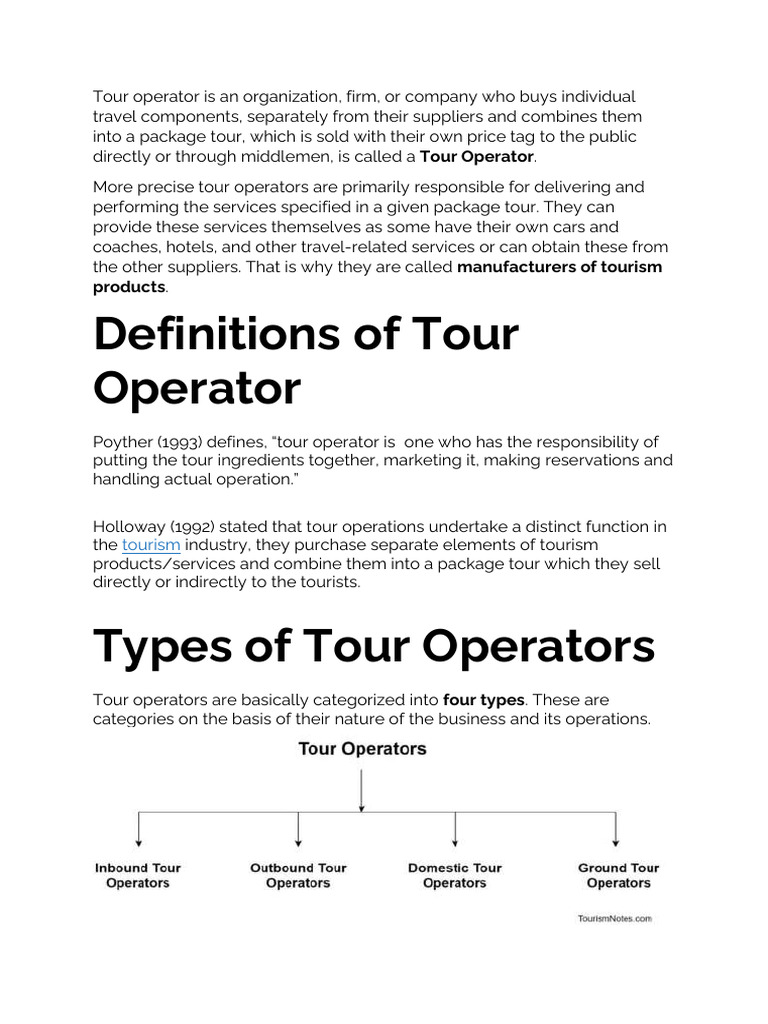 Understanding Tour Operators' Roles | PDF | Travel Agency | Tourism