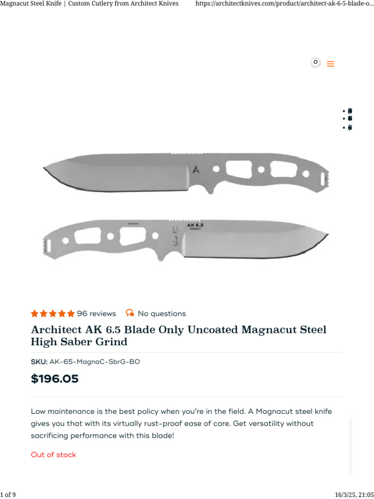 Magnacut Steel Knife - Custom Cutlery From Hitect Knives | PDF | Knife | Blade