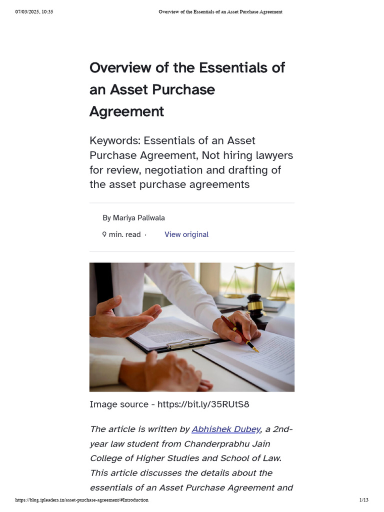 Asset Purchase Agreement | PDF | Indemnity | Prices