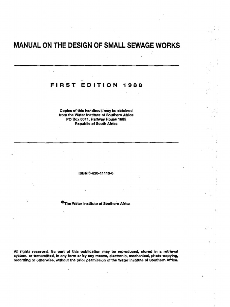Design Manual for Small Sewage Works | PDF | Sewage Treatment | Filtration