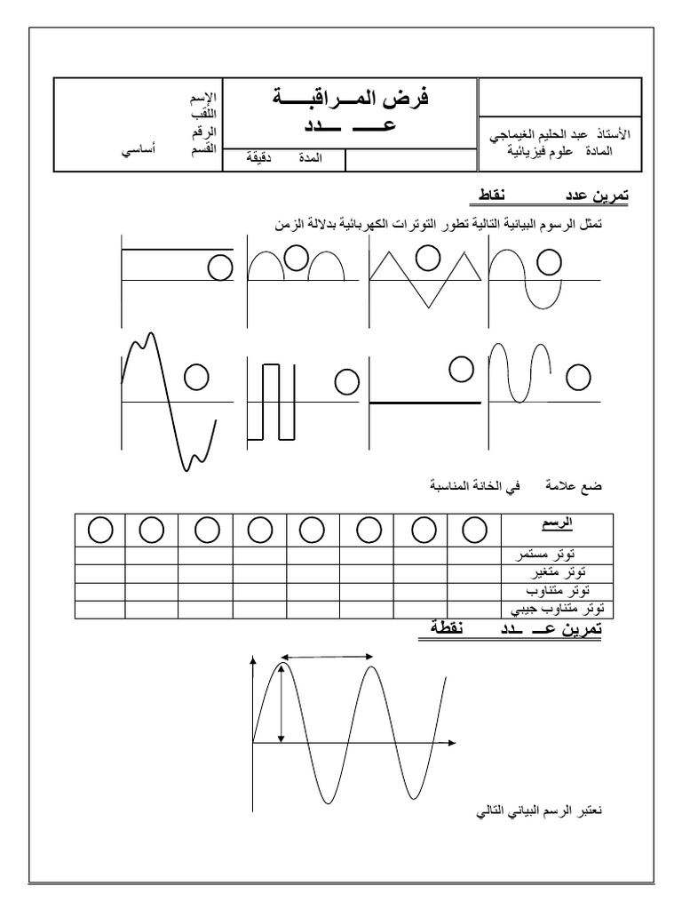 Devoir Contro1 (9eme) | PDF