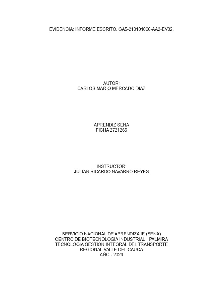 Evidencia - Informe Escrito. GA5-210101066-AA2-EV02. | PDF | Marketing ...