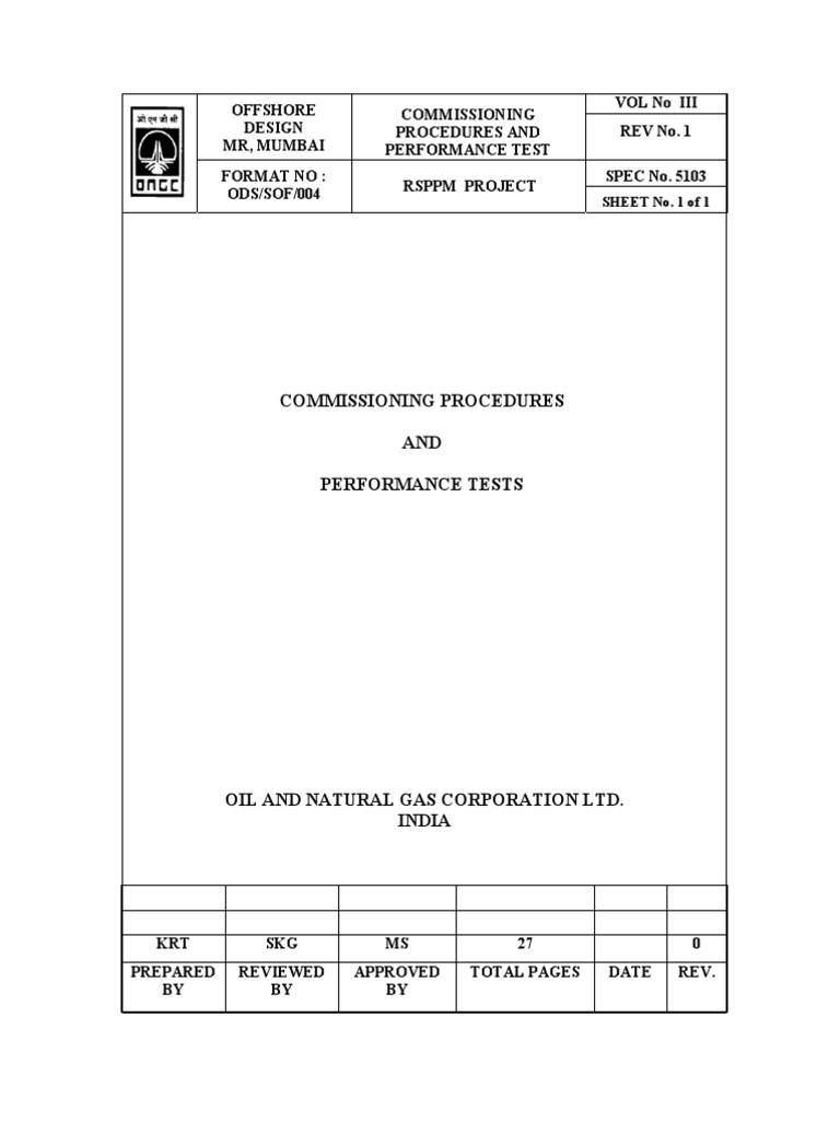 ONGC Commissioning Procedures | PDF | Specification (Technical Standard) | Calibration