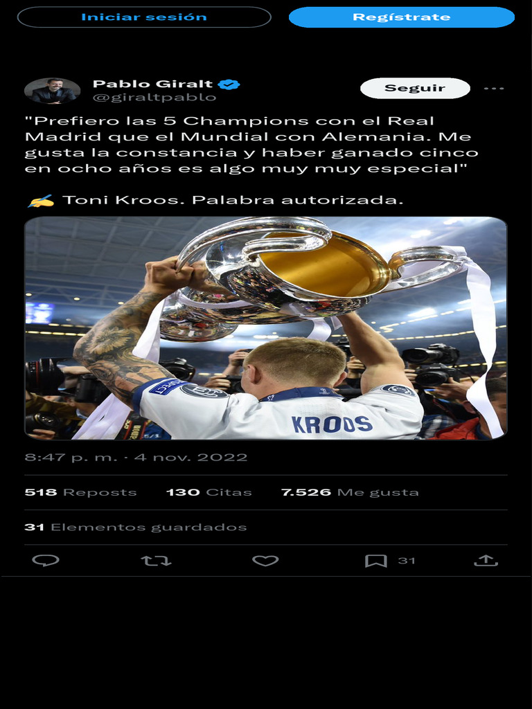 Pablo Giralt en X Prefiero Las 5 Champions Con El Real Madrid Que El ...