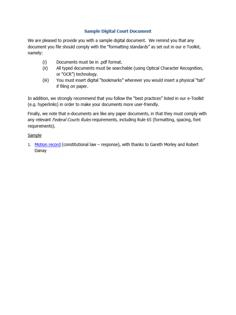 Sample Digital Court Document Guide | PDF