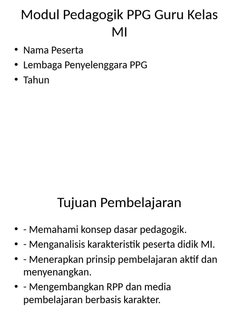 Modul Pedagogik PPG MI | PDF