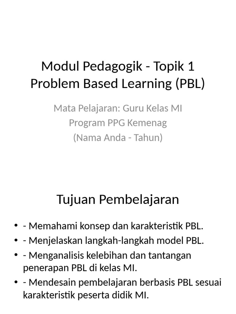 PBL Modul Pedagogik PPG MI | PDF