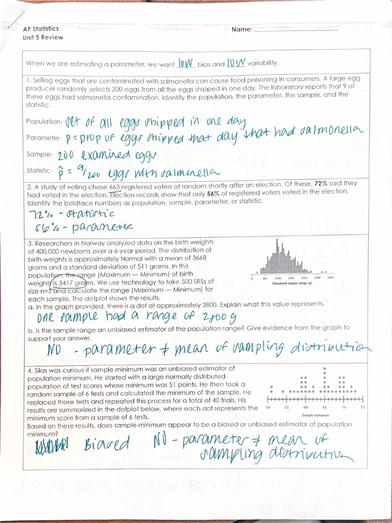 Unit 5 Review Key | PDF