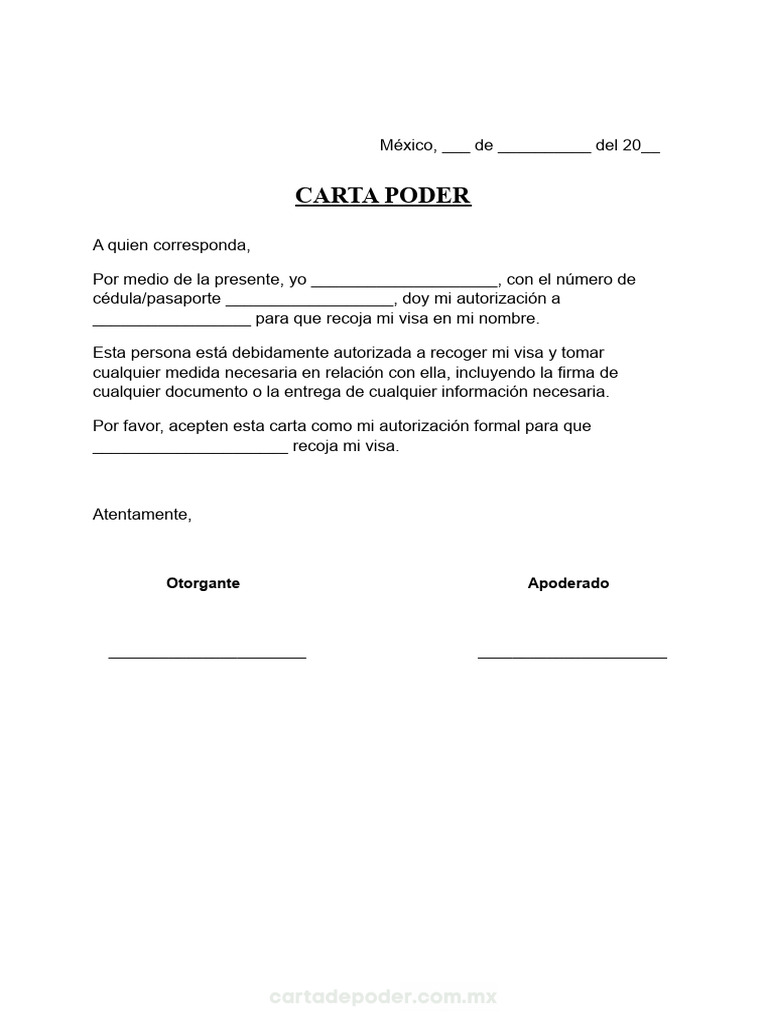 Carta Poder para Recoger Visa | PDF