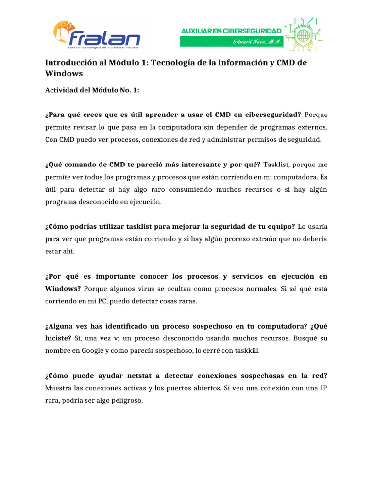 Modulo 1 Actividad 1 | PDF