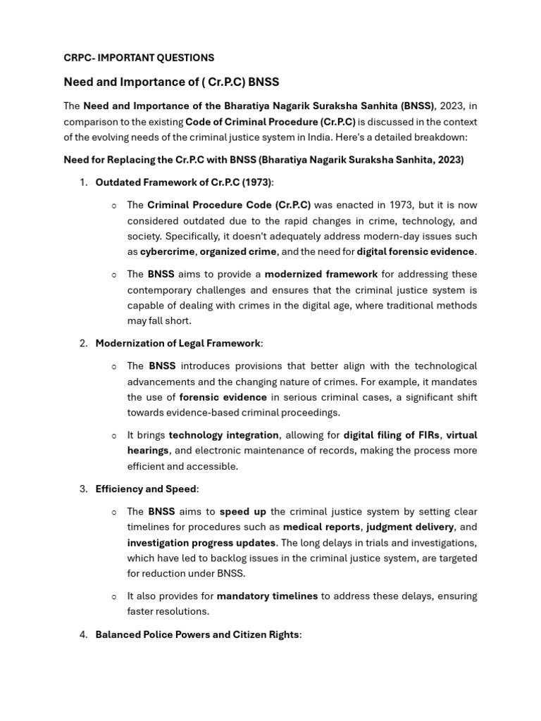 CRPC Important Questions | PDF | Bail | Prosecutor