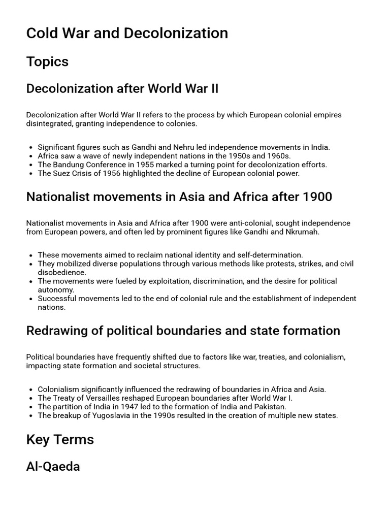 Cold War Decolonization Movements Overview | PDF | Indian National ...