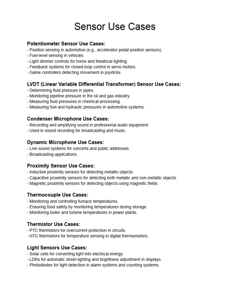 Sensor Use Cases | PDF