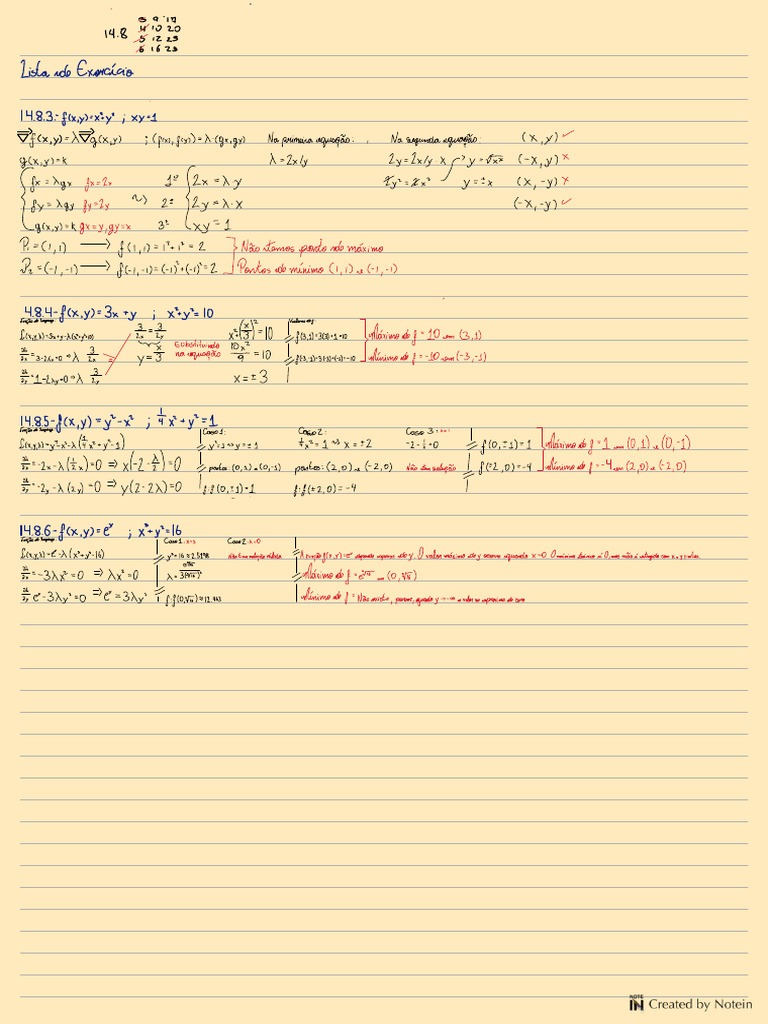 Cálculo 2 - Lista | PDF