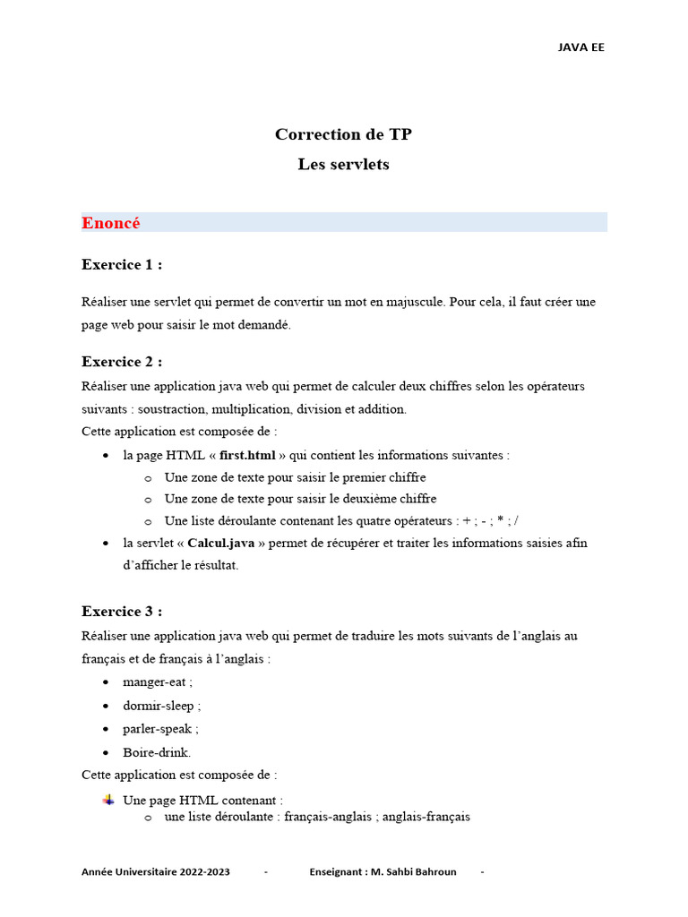 Tp2 Servlet | PDF | Java (Langage de programmation) | Internet