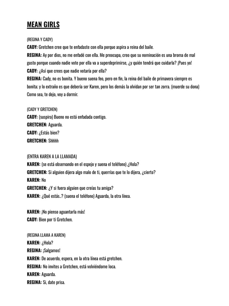 Mean Girls - Script | PDF