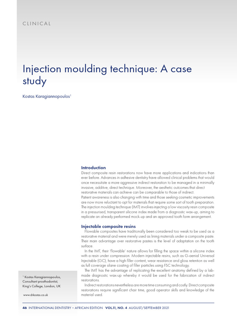 Injection Moulding Technique in Dentistry | PDF | Dental Composite ...