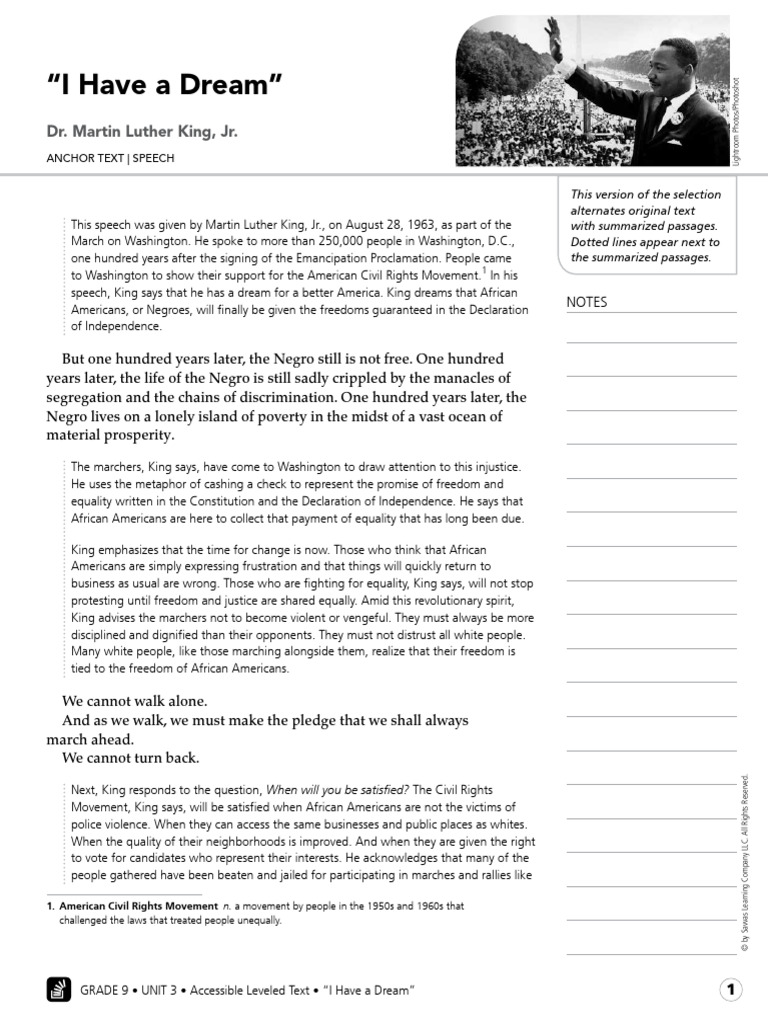 King's Vision of Equality and Freedom | PDF | Society Of The United ...