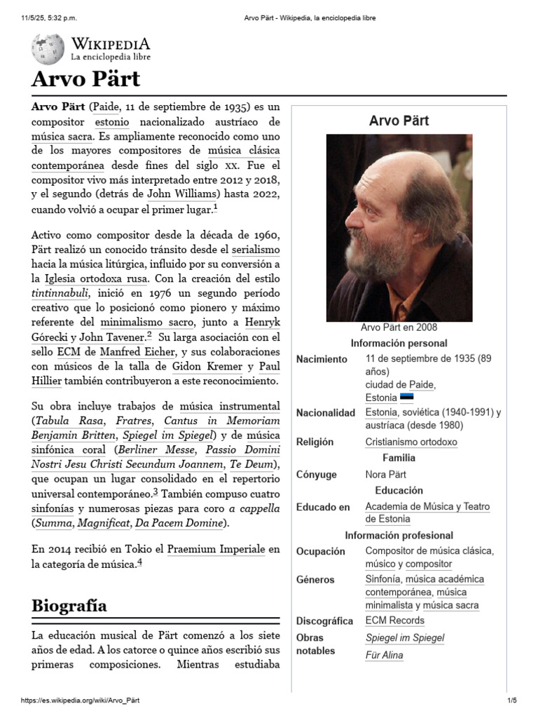 Arvo Pärt | PDF | Musicología