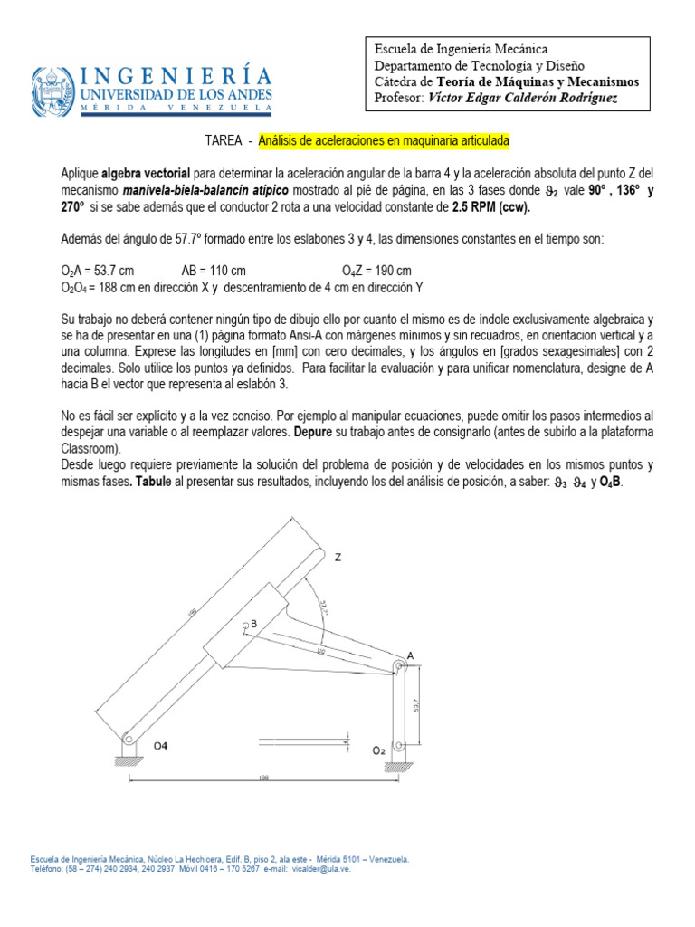Mecanismos - Ejericio 8 | PDF | Aceleración | Vector Euclidiano