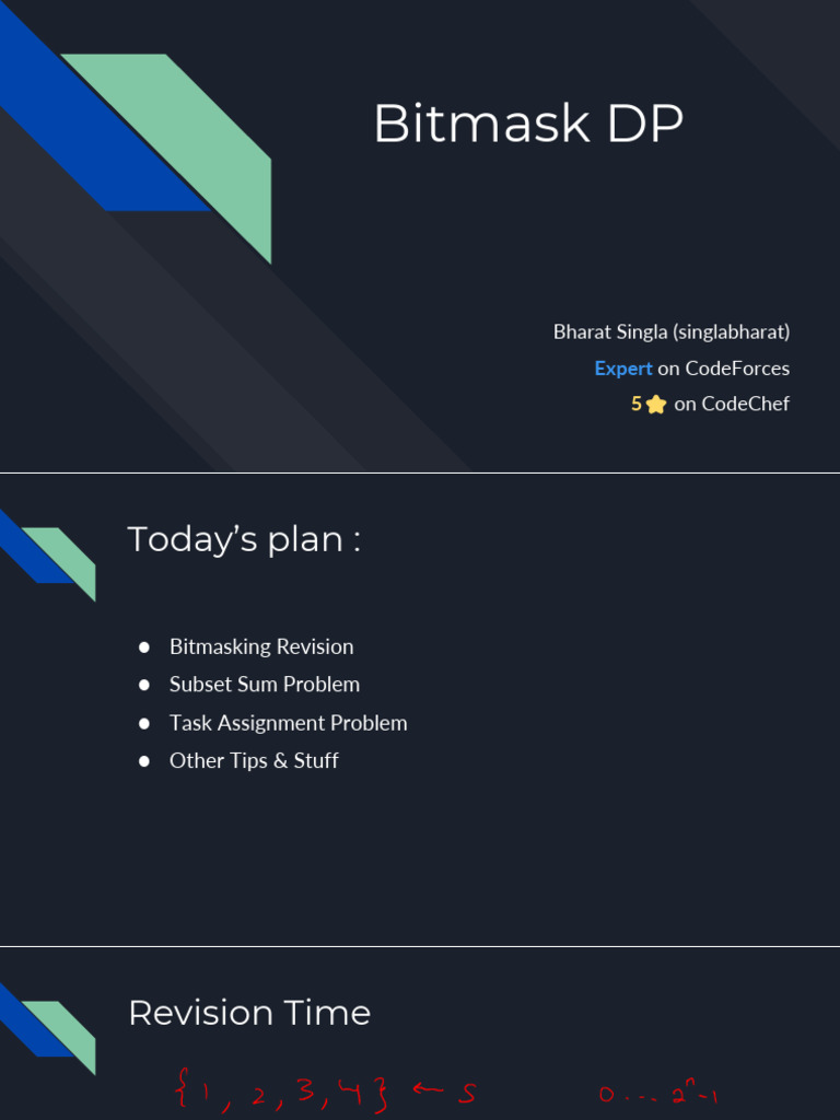 Bitmask DP - TLE 4 | PDF Bitmask DP - TLE 4 | PDF
