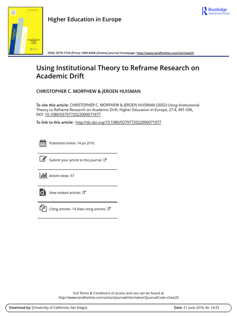 Reframing Academic Drift with Theory | PDF | Theory | Academic Degree