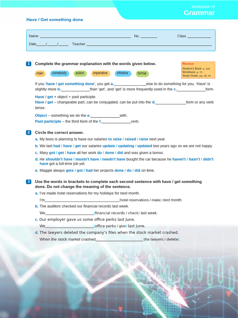 Enga11 Grammar Worksheet19 Have Get Something Done | PDF | Verb | Syntax
