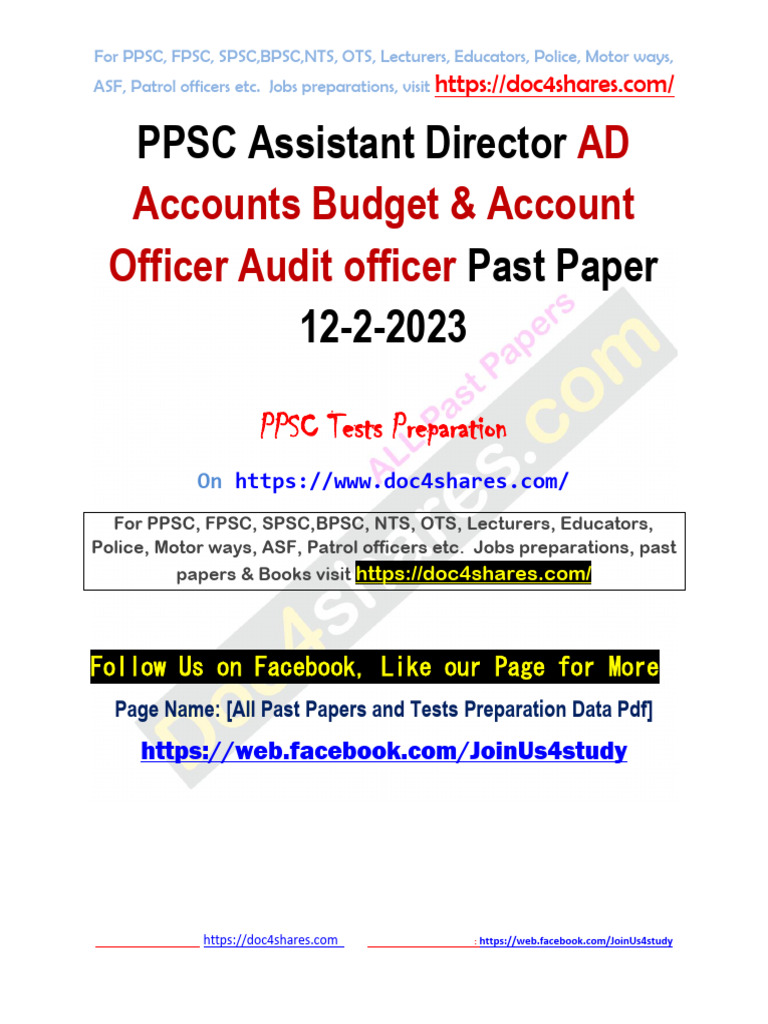 PPSC Past Papers and Test Prep Resources | PDF | Inspector | Law ...